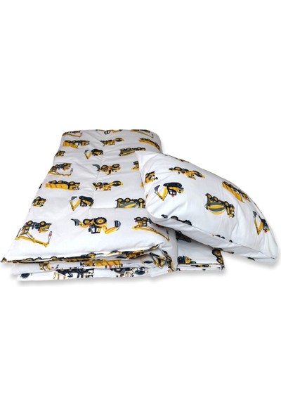 Bebek Özel Pamuk Bebek/Çocuk Yastık Çarşaf Yorgan Seti Iş Makinalı Desen