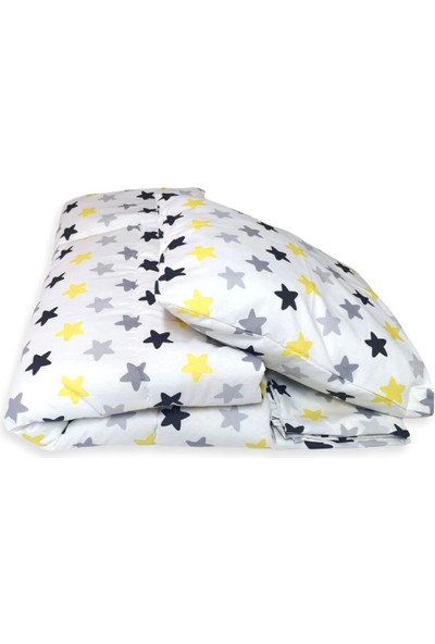 Bebek Özel Pamuk Bebek/Çocuk Yastık Çarşaf Yorgan Seti Sarı Gri Büyük Yıldızlı Bebek Özel Pamuk Bebek/Çocuk Yastık Çarşaf Yorgan Seti Sarı Gri Büyük Yıldızlı