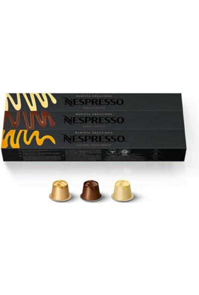 Nespresso Barista Aroma Serisi 3'lü Set Vanilla Eclair, Cocoa Truffle, Caramel Creme Brulee 3'lü Set Nespresso Barista Aroma Serisi 3'lü Set Vanilla Eclair, Cocoa Truffle, Caramel Creme Brulee 3'lü Set