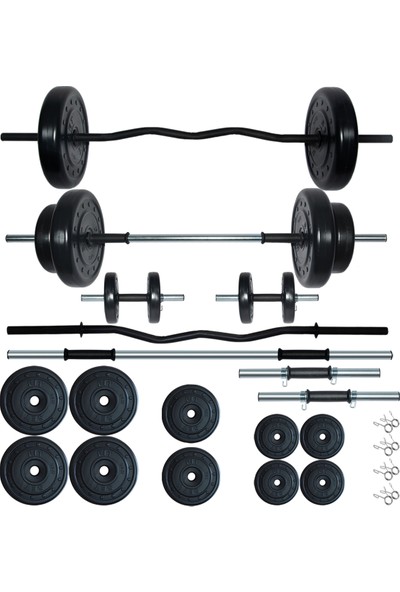 Fitset 68 kg Z Barlı Halter Seti ve Dambıl Seti Ağırlık Fitness Seti Fitset 68 kg Z Barlı Halter Seti ve Dambıl Seti Ağırlık Fitness Seti