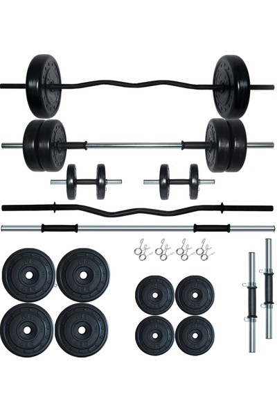 Fitset 38 kg Z Barlı Halter Seti ve Dambıl Seti Ağırlık Fitness Seti Fitset 38 kg Z Barlı Halter Seti ve Dambıl Seti Ağırlık Fitness Seti