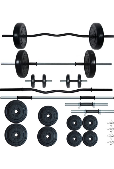 Fitset 48 kg Z Barlı Halter Seti ve Dambıl Seti Ağırlık Fitness Seti Fitset 48 kg Z Barlı Halter Seti ve Dambıl Seti Ağırlık Fitness Seti