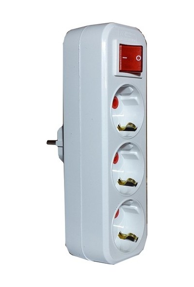 Mutlusan 3lü Topraklı Anahtarlı Fiş-Priz(Düz Tip) Mutlusan