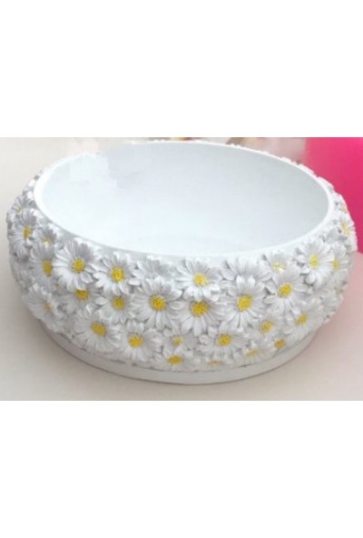 Morlalem Papatya Çiçek Kabartmalı Saksı Silikon Kalıp K-847