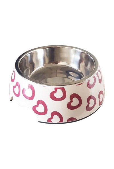 Eurodog Melamin/çelik Mama Kabı Kalp Desenli 700 ml