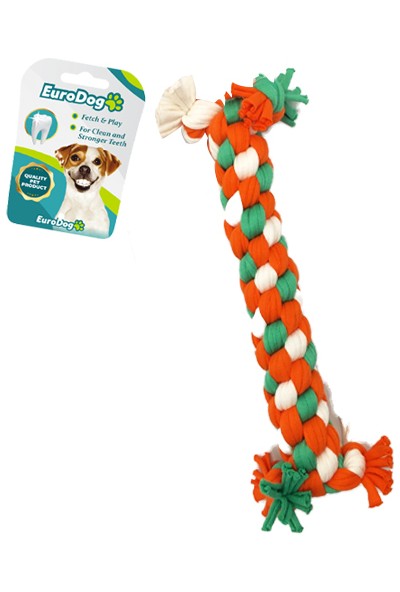 Eurodog Dumbell Diş Ipi Beyaz Yeşil Turuncu 24 cm