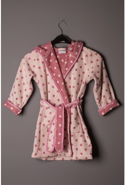 Kirazkids Pembe Pamuklu Çocuk Bornoz