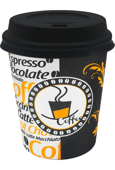 Aygün Cup 7 Oz Siyah Kapaklı Karton Bardak 180 ml - 100'lü Aygün Cup 7 Oz Siyah Kapaklı Karton Bardak 180 ml - 100'lü