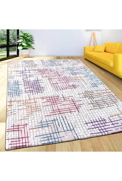 Nur Home Tekstil Ebruli Desen Süngerli Kadife Lastikli Halı Örtüsü, Nrh-30