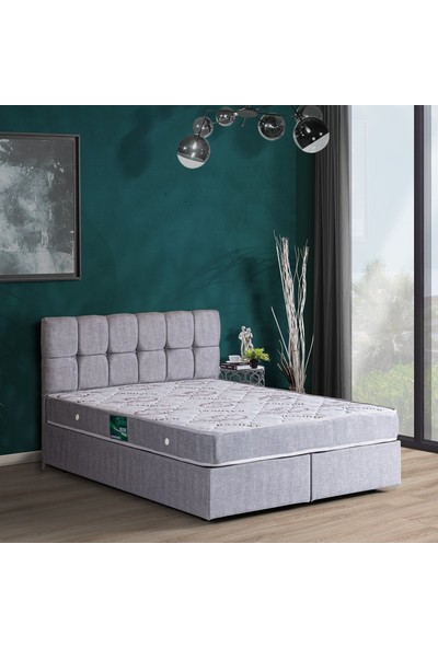 Setay Berlin Çift Kişilik Baza Başlık Seti + Comfort Yatak - Açık Gri Setay Berlin Çift Kişilik Baza Başlık Seti + Comfort Yatak - Açık Gri