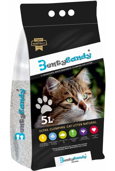 Benty Sandy Kedi Kumu 5litre Ince Taneli Benty Sandy Doğal Kokusuz