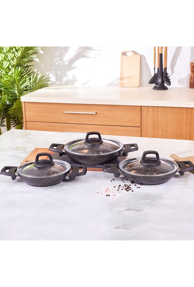 Karaca Biogranit Blackgold 6 Parça Sahan Seti Karaca Biogranit Blackgold 6 Parça Sahan Seti