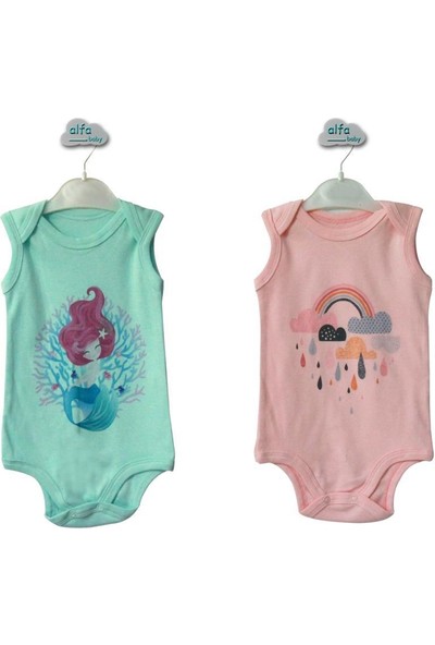 Alfa Baby 2li Kolsuz Body Pembe - Yeşil Alfa Baby 2li Kolsuz Body Pembe - Yeşil