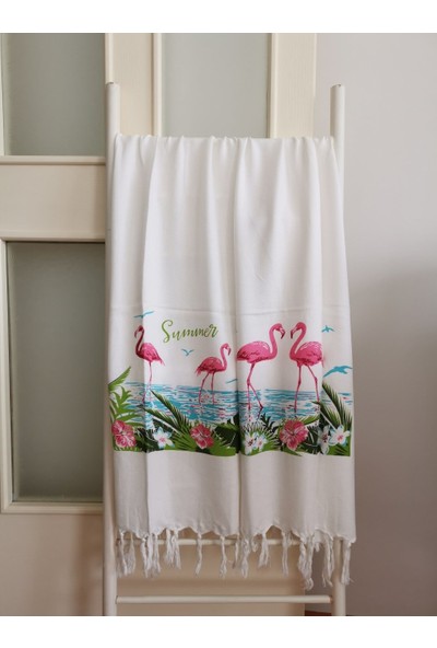 Melis Home Peştemal , Banyo Havlusu , Plaj Havlusu , Flamingo Baskılı