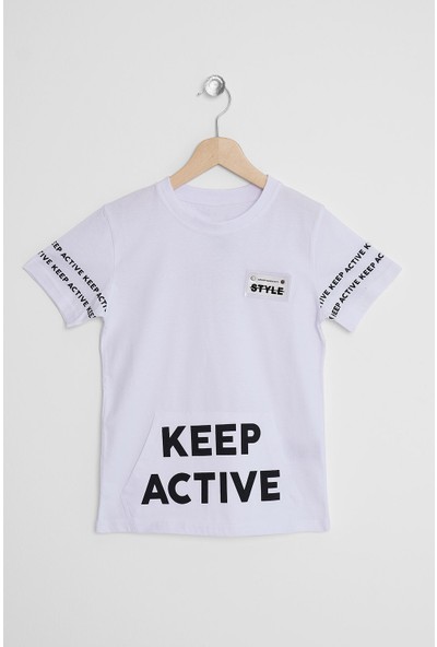 Zepkids Erkek Çocuk Keep Active Baskılı Tshirt 8-12 Yaş