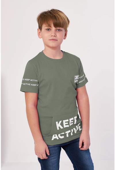 Zepkids Erkek Çocuk Keep Active Baskılı Tshirt 8-12 Yaş