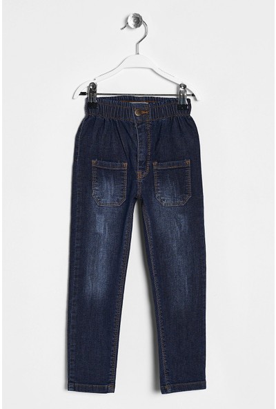 ZepkidsKız Çocuk Likralı Önü Cepli Kot Pantolon 3-12 Yaş