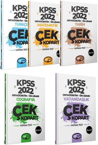 Yediiklim Yayınları 2022 KPSS Ortaöğretim Ön Lisans Gy-Gk Yaprak Test Seti