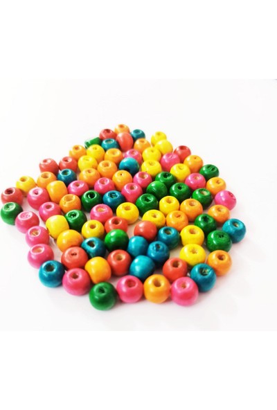 300 Adet 6x7 mm Ahşap Boncuk Karışık Renkli Takı Malzemesi