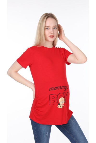 4476-ANNESININ Oğlu Viskon Hamile Kısa Kol T-Shirt 4476-ANNESININ Oğlu Viskon Hamile Kısa Kol T-Shirt