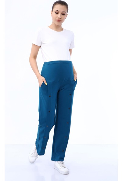 4488-RAHAT Kesim Zımbalı Paça Hamile Eşofman Alt