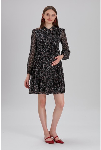 E0004-FULAR Yaka Katlı Etek Mini Hamile Elbise-Tunik E0004-FULAR Yaka Katlı Etek Mini Hamile Elbise-Tunik