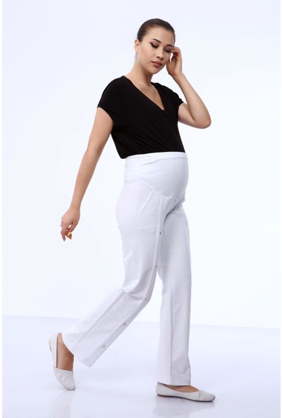 4488-RAHAT Kesim Zımbalı Paça Hamile Eşofman Alt