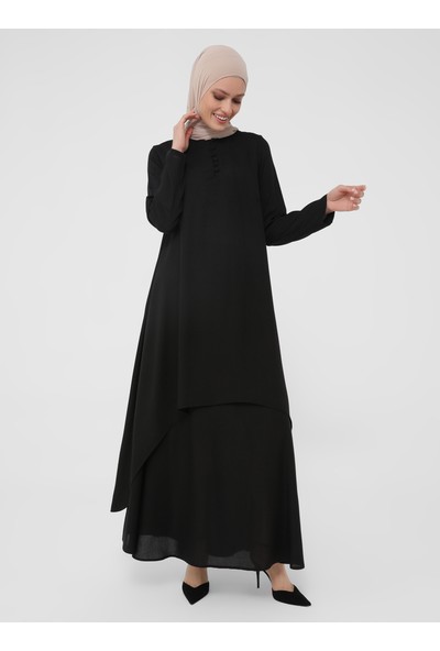 Doğal Kumaşlı Tunik&etek Ikili Takım - Siyah - Refka Woman