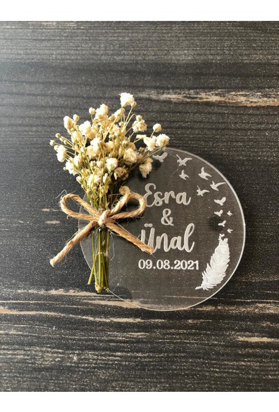 Tudesa Design Söz Düğün Nişan Kına Şeffaf Pleksi Magnet 20 Adet