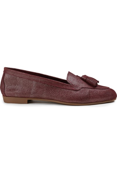 Deery Süet Simli Mürdüm Rengi Kadın Babet