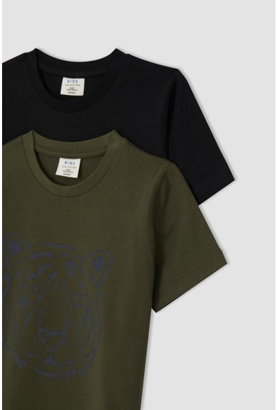 DeFacto Erkek Çocuk Kaplan Baskılı 2'li Kısa Kollu Tişört U3740A621SM