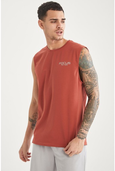 DeFacto Standart Fit Bisiklet Yaka Sırt Baskılı Kolsuz Tişört V3625AZ21SM