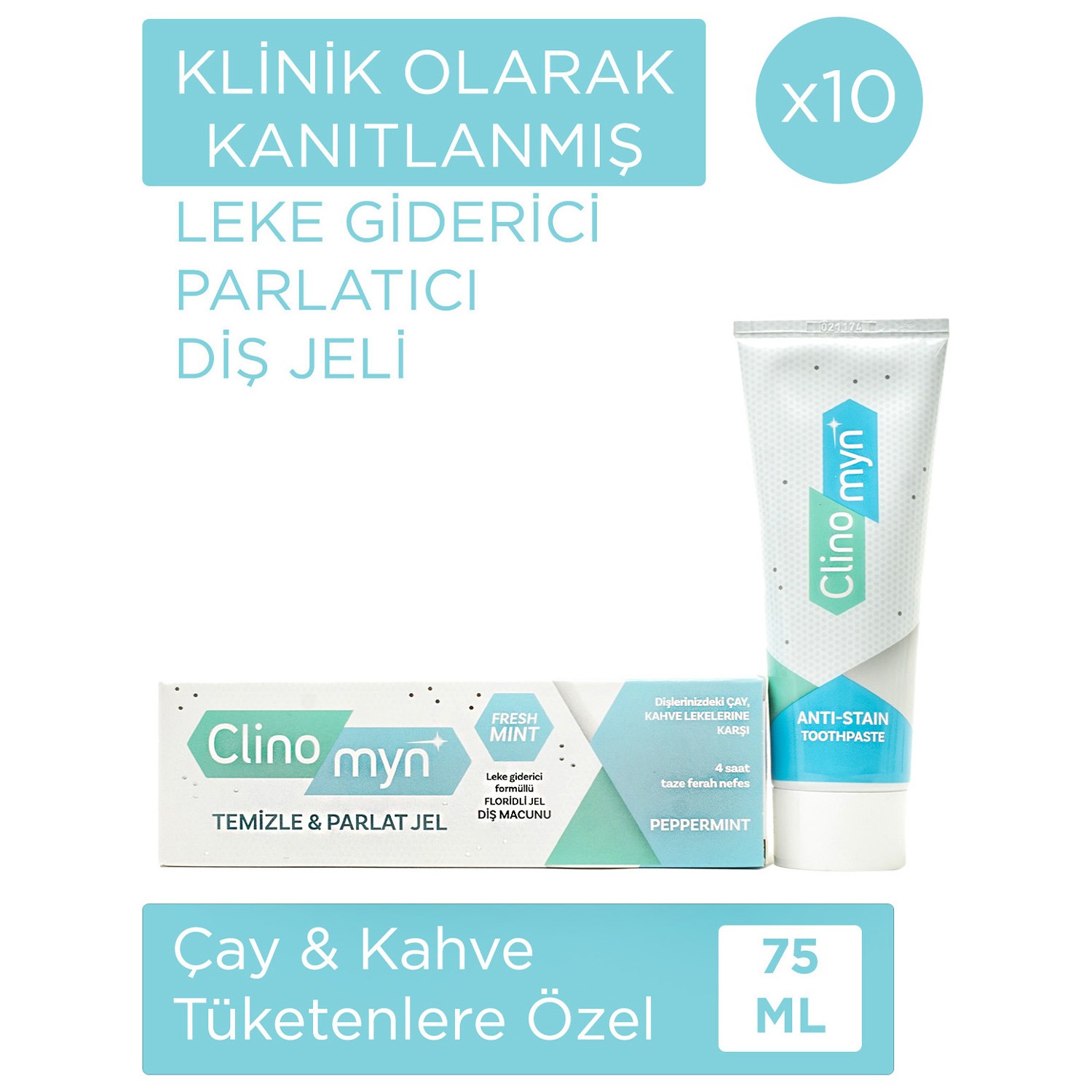 Clinomyn Fresh Temizleme Parlatma Jel Diş Macunu 75 ml x 10 Fiyatı