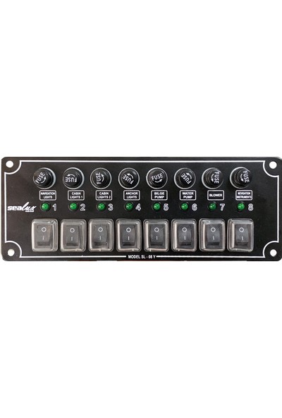 Sealux 8 Anahtarlı Switch Panel Sigorta Paneli Sealux 8 Anahtarlı Switch Panel Sigorta Paneli