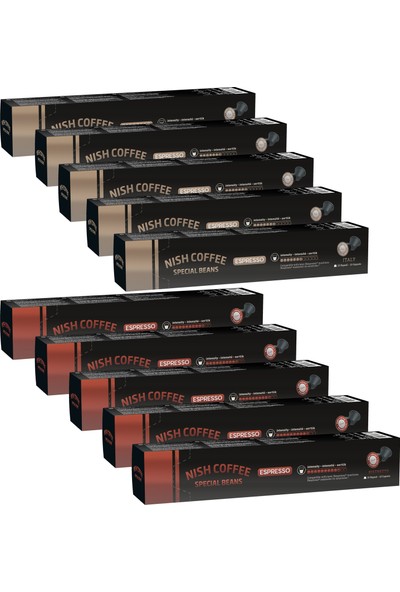 Nish Kahve Nespresso Uyumlu Kapsül Kahve 10'lu Set Nish Kahve Nespresso Uyumlu Kapsül Kahve 10'lu Set