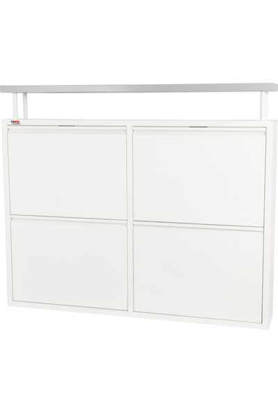 2 x 2 Pratik Metal Ayakkabılık Beyaz