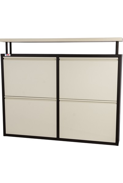 2 x 2 Pratik Metal Ayakkabılık Kahve-Krem