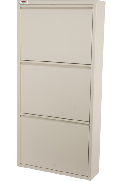 3'lü Pratik Metal Ayakkabılık (Krem)