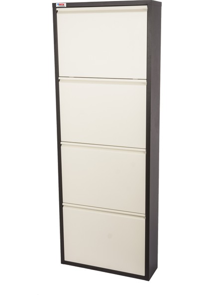 4'lü Pratik Metal Ayakkabılık (Kahve-Krem)