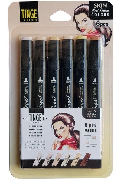 Tinge Twin Marker Set Skin Tones 6'lı Tinge Twin Marker Set Skin Tones 6'lı