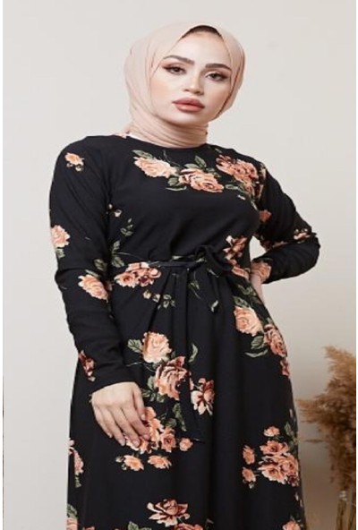 Kadın Çiçek Detaylı Tesettür Elbise