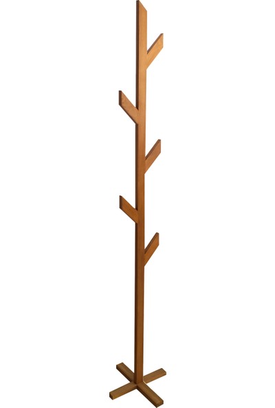 Nestwood Tik Rengi Masif Ayaklı Elbise Askısı Ahşap Modern Ağaç Askılık