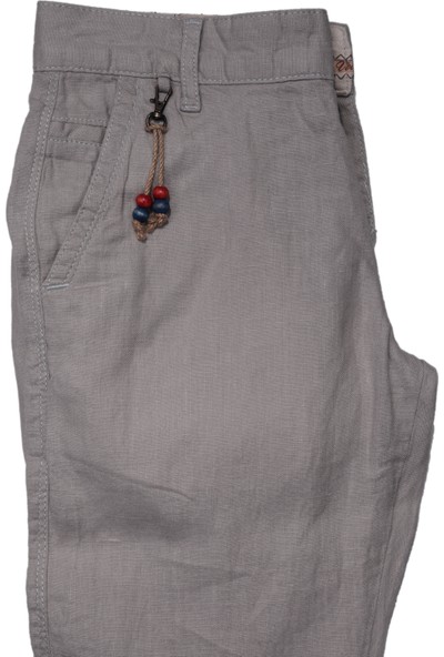 Erkek Gri %100 Keten Pantolon