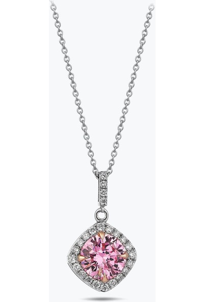 Altınbaş EBH223PT-14K Pırlanta Pembe Topaz Kolye