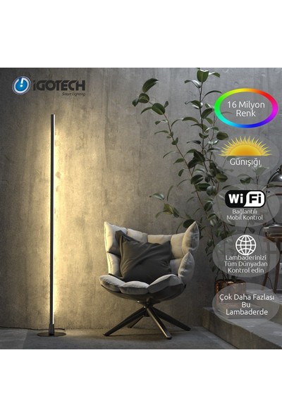 Igotech Akıllı Wifi Led Lambader - Gün Işığı Ve Rgb-Siyah