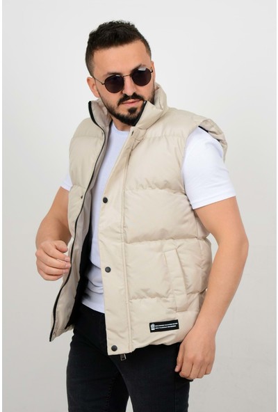 Edwox Erkek Krem Crozvise Mat Kumaş Şişme Yelek