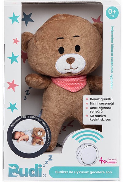 Budizzz Beyaz Gürültü Sağlayan Sensörlü Uyku Arkadaşı Pembe Fularlı