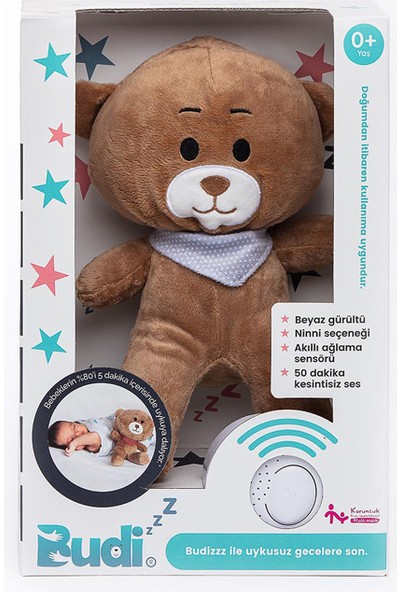 Budizzz Beyaz Gürültü Sağlayan Sensörlü Uyku Arkadaşı Gri Fularlı