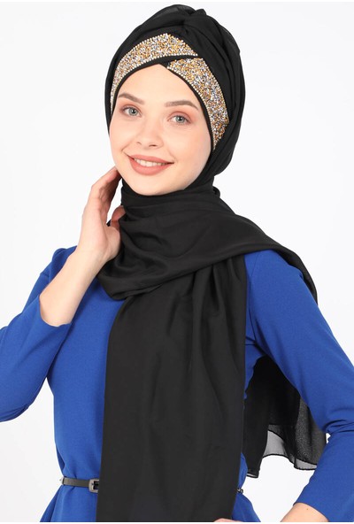 Miray Taşlı Abiye Şal Bone Siyahaltın