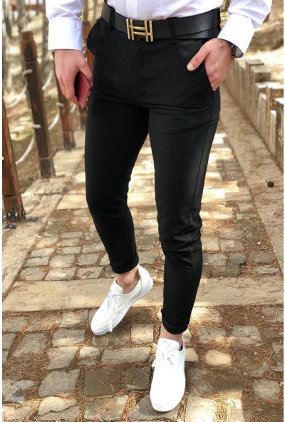 Oksit Zoom 108 Desenli Slim Fit Likralı Keten Pantolon